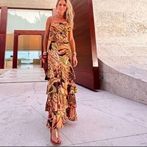 Zara | Dresses | Zara Linen Blend Ruffles Printed Skirt | Poshmark